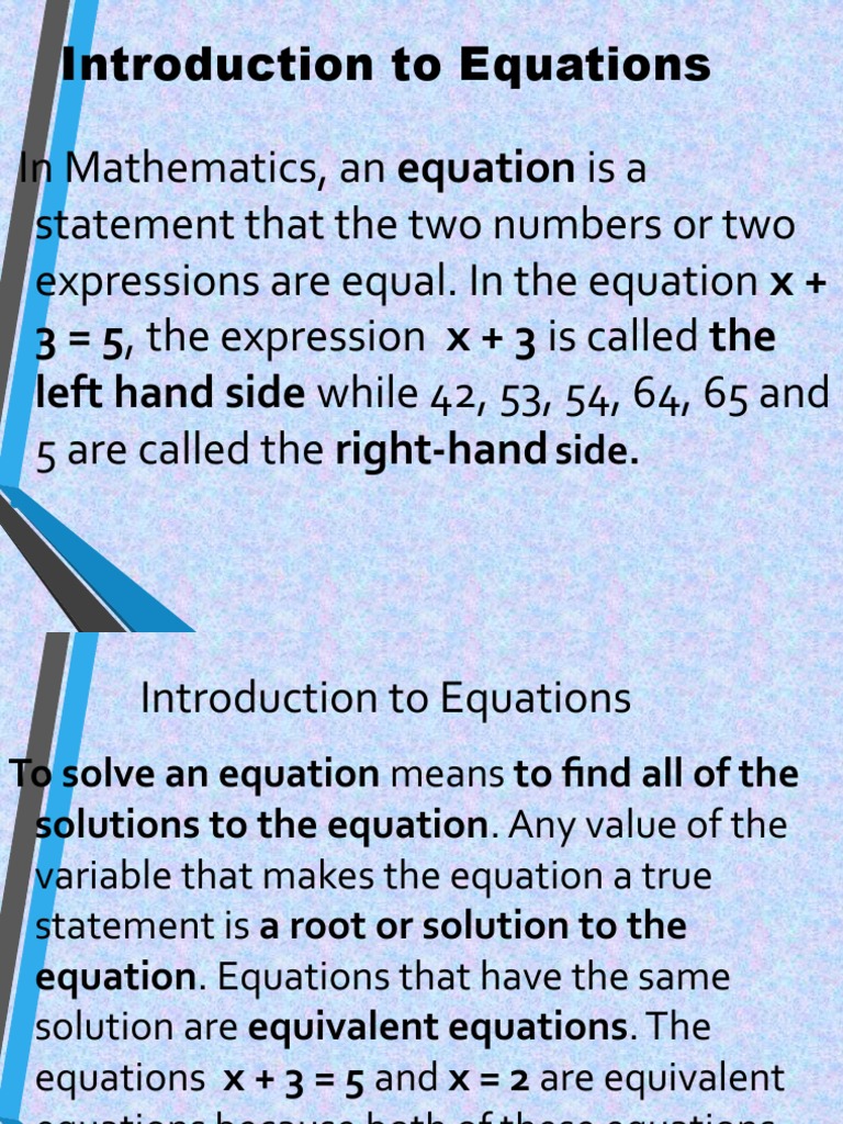 Introduction To Equations | PDF | Language Arts & Discipline | Teaching ...