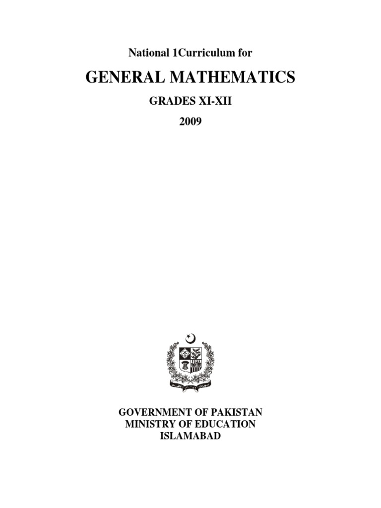 General Mathematics Curriculum XI-XII 2009 | PDF | Matrix (Mathematics ...
