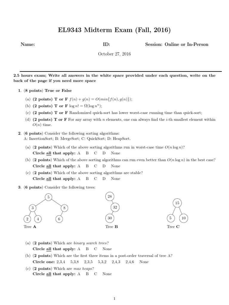 EL9343 Midterm Exam (Fall, 2016) : Name: ID: Session: Online or In ... EL9343 Midterm Exam (Fall, 2016) : Name: ID: Session: Online or In ...