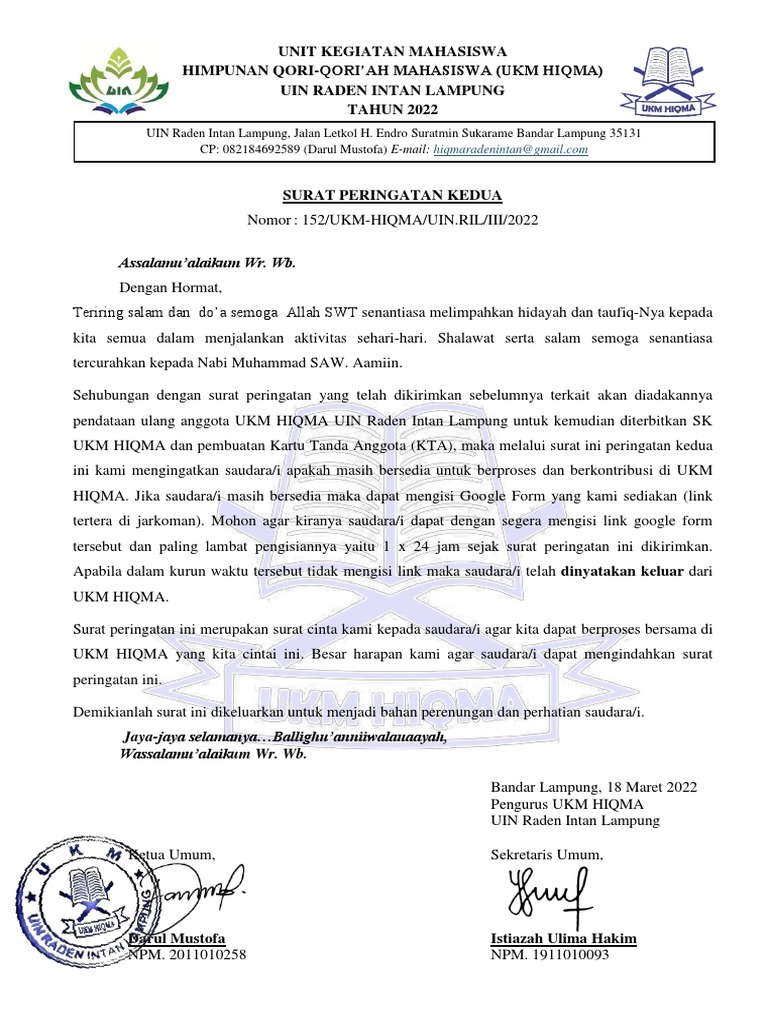 Surat Peringatan 2 | PDF