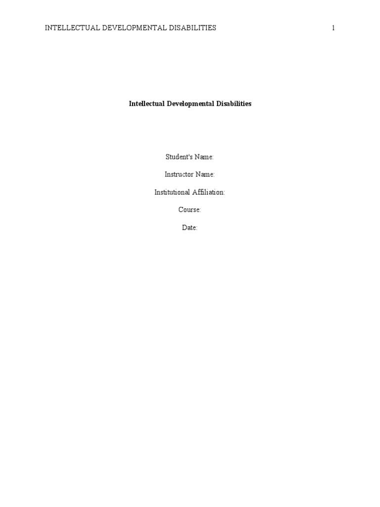 Intellectual Developmental Disabilities | PDF | Intellectual Disability ...