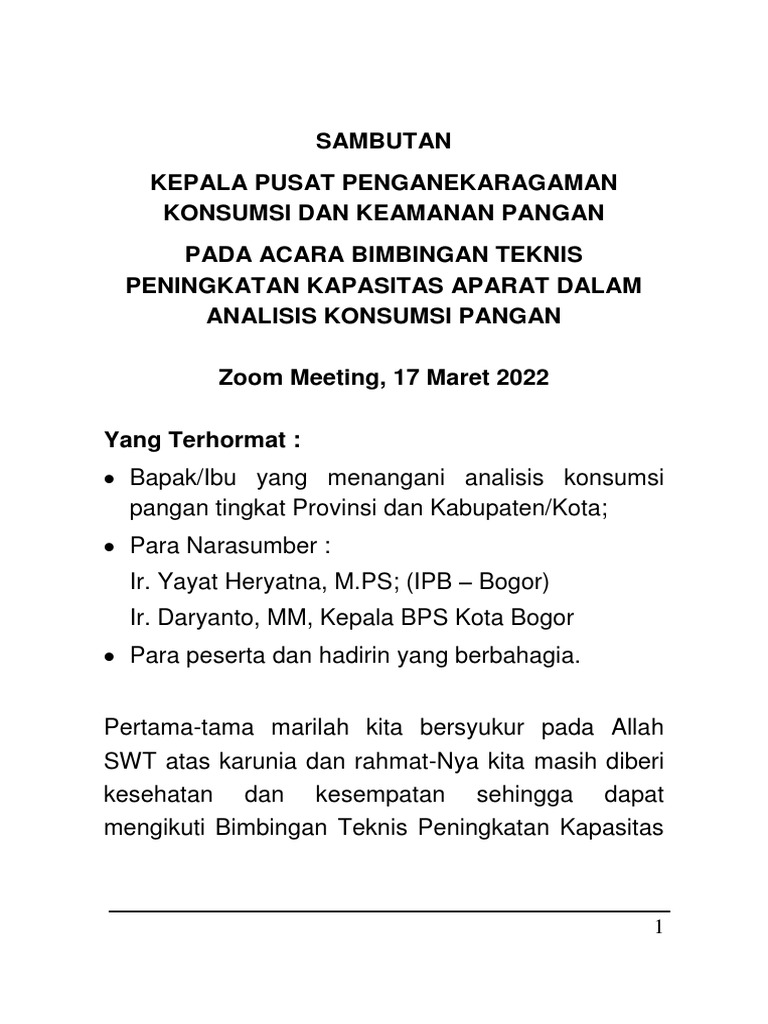 Sambutan Kapus Bimtek PPH 2022 Final | PDF
