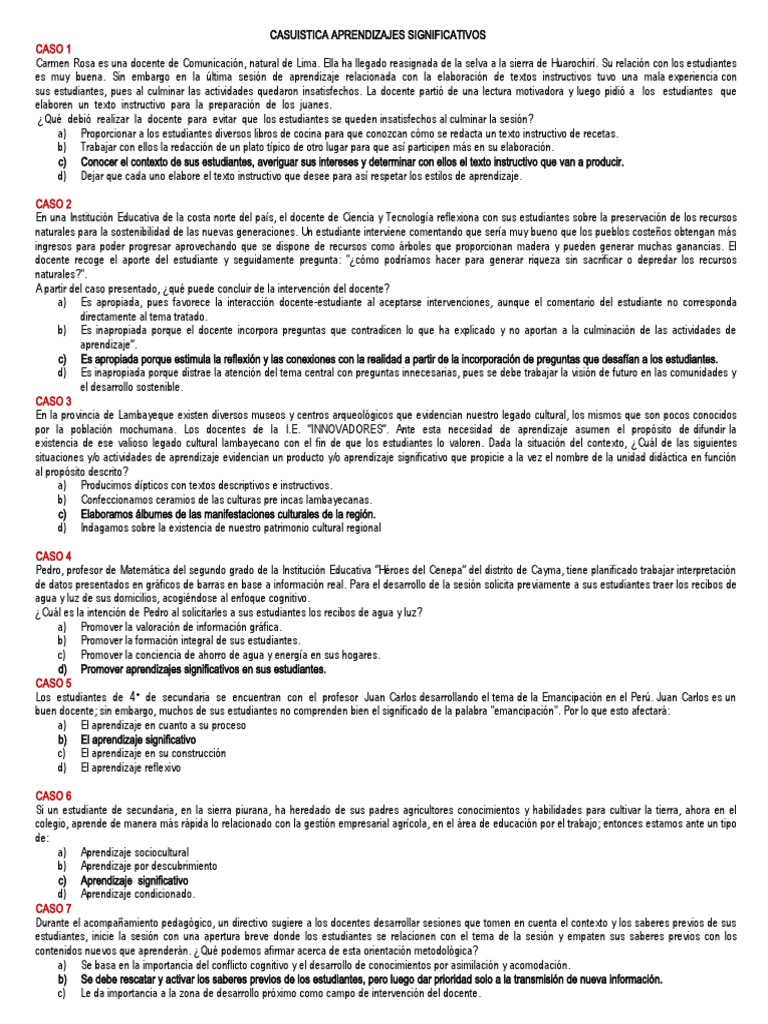 Casuistica Aprendizajes Significativos | PDF | Aprendizaje | Maestros