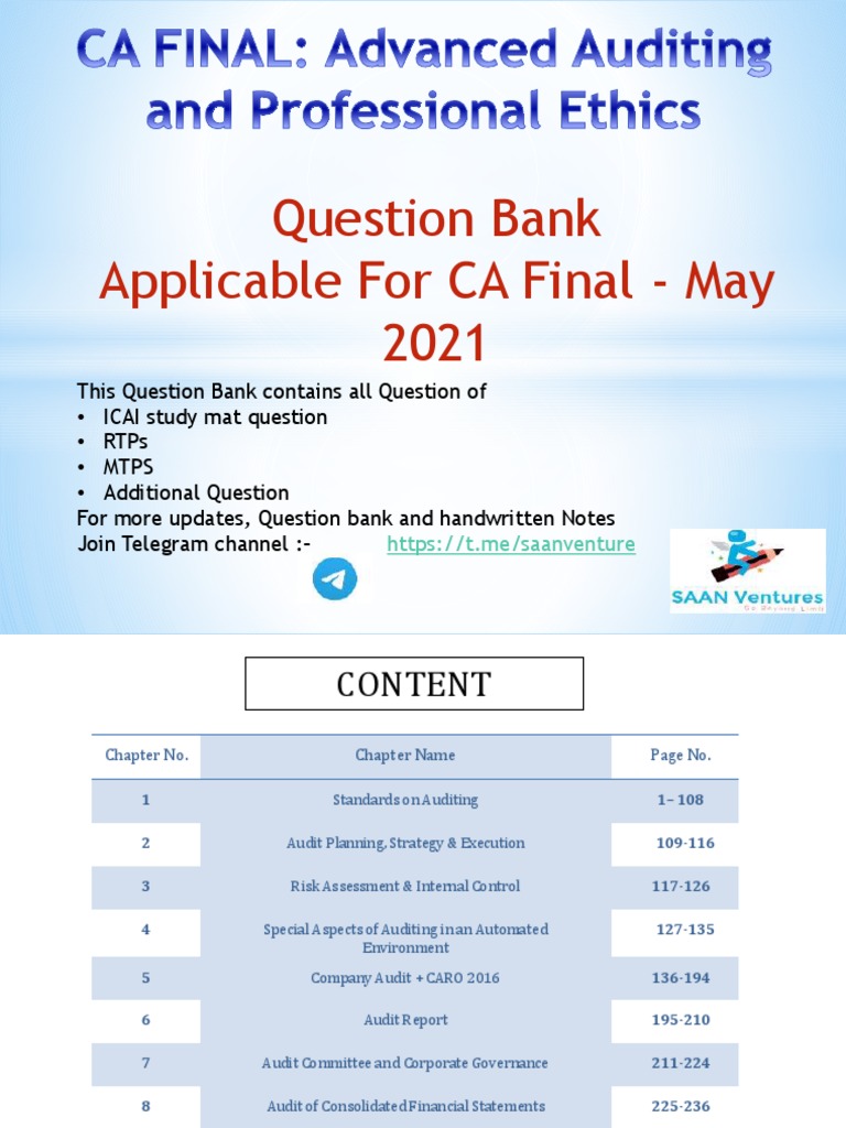Audit Ques Bank May21 SFN | Download Free PDF | Financial Audit | Audit