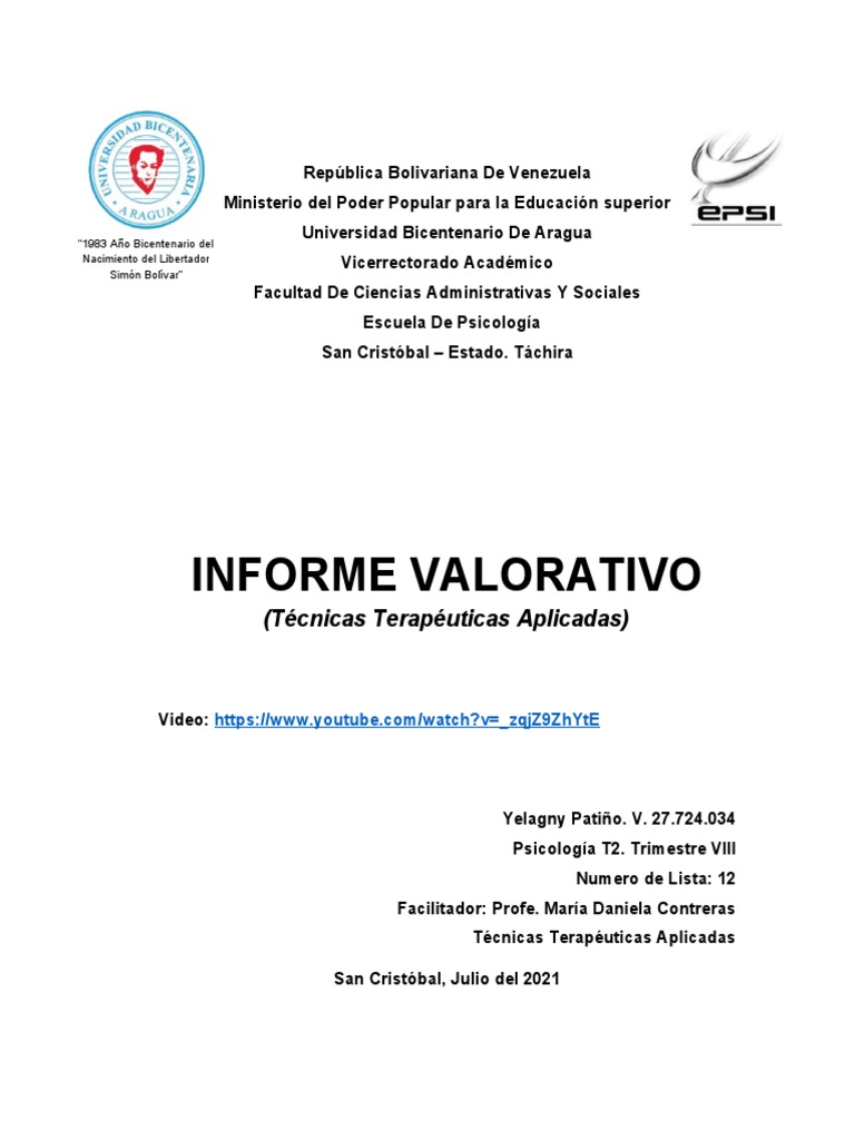 Informe Valorativo | PDF | Aprendizaje | Las emociones