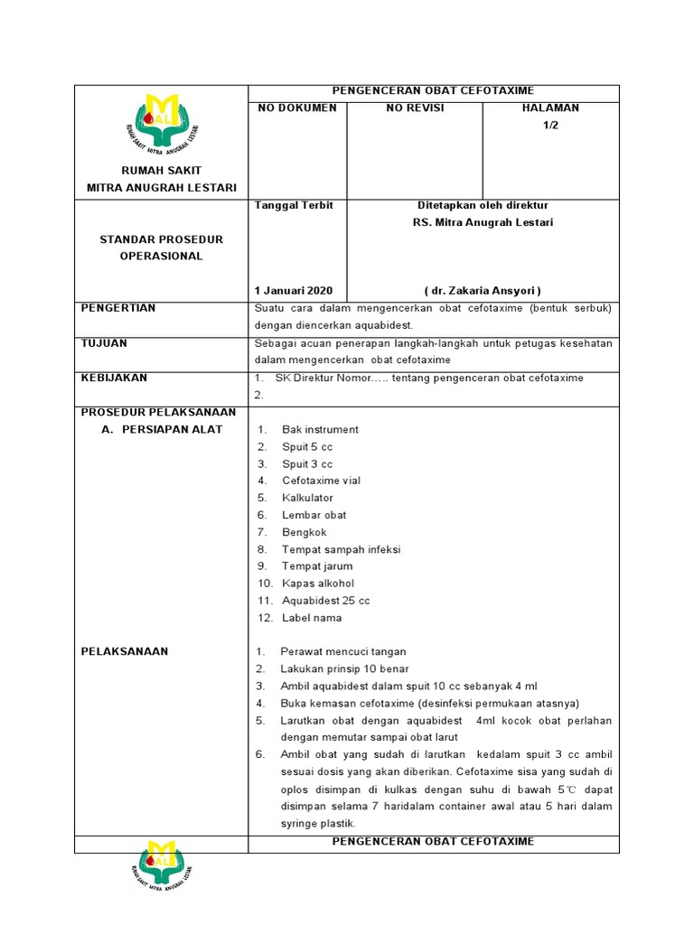 Spo Pengenceran Cefotaxime | PDF