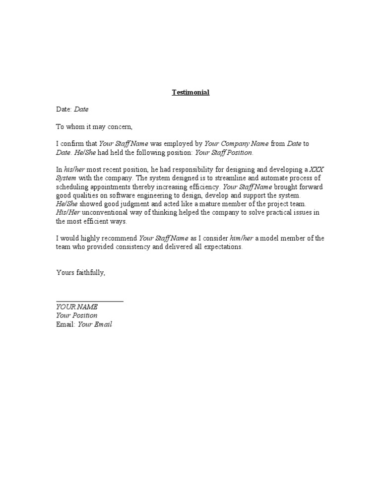 Testimonial Sample | PDF