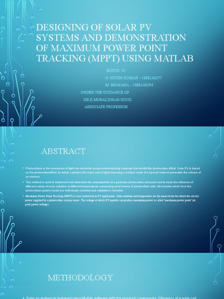 Designing of Solar PV Systems and Demonstration of Maximum Power Point ...