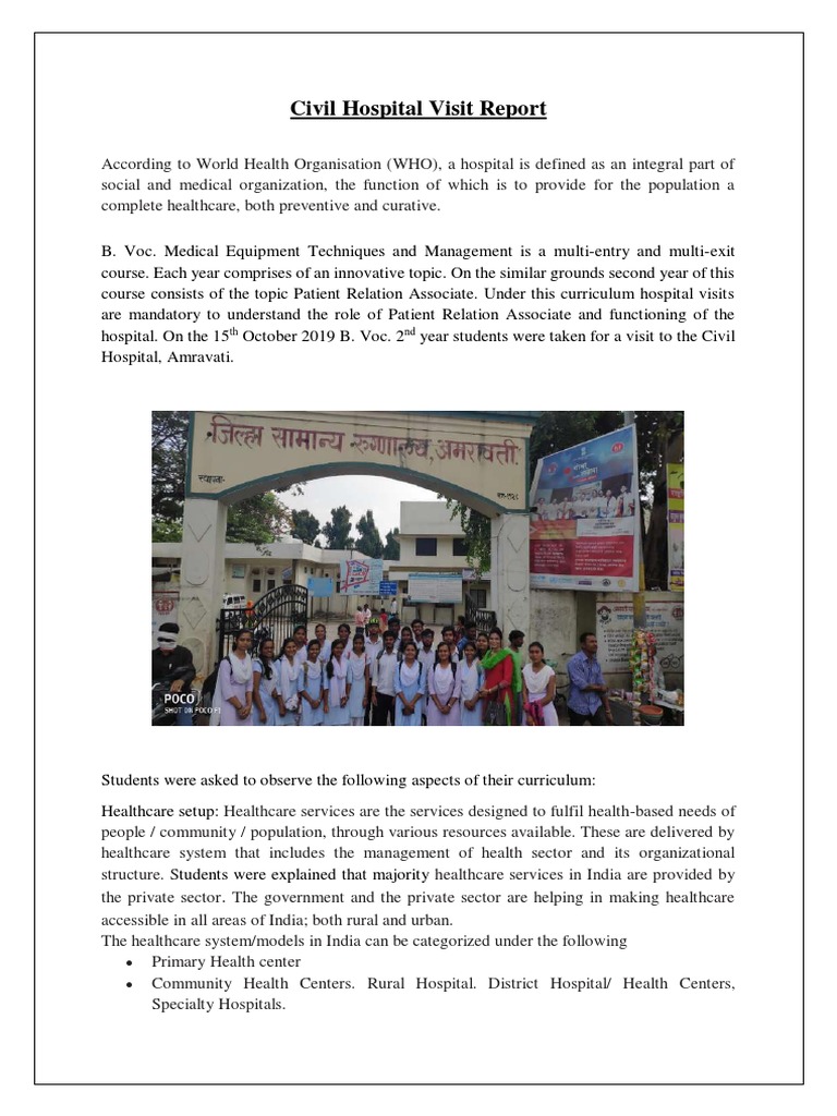 Civil Hospital Visit Report: TH ND | PDF | Hospital | Health Care