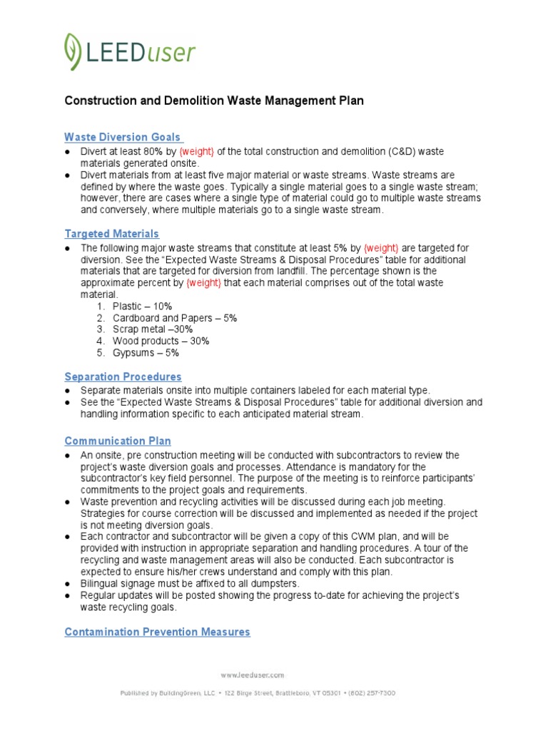 06.CWM Plan Example - BDC v4 | PDF | Recycling | Waste Management
