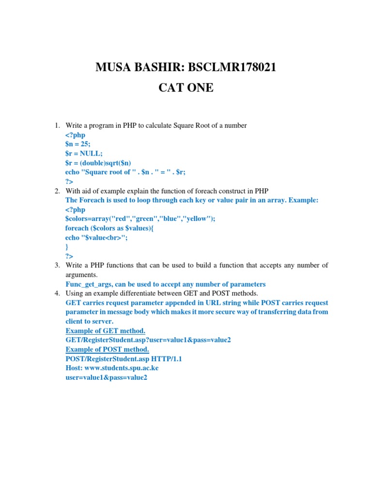 Musa Bashir: Bsclmr178021 Cat One | PDF | Php | Http Cookie