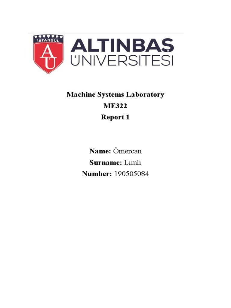 Machine Systems Laboratory ME322 Report 1 | PDF | Calibration | Pressure