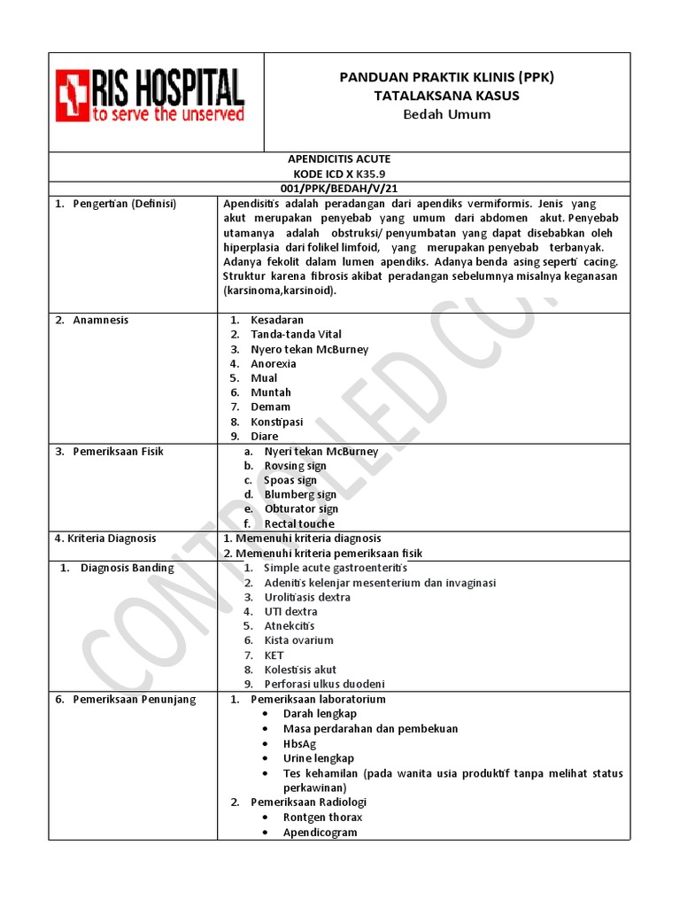 001 PPK Bedah Apendisitis Akut | PDF | Pengembangan Diri
