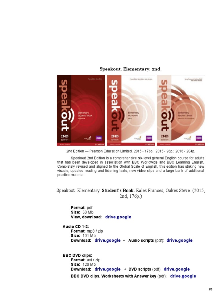 Speakout Elementary 2nd Edition E-book and Materials | PDF