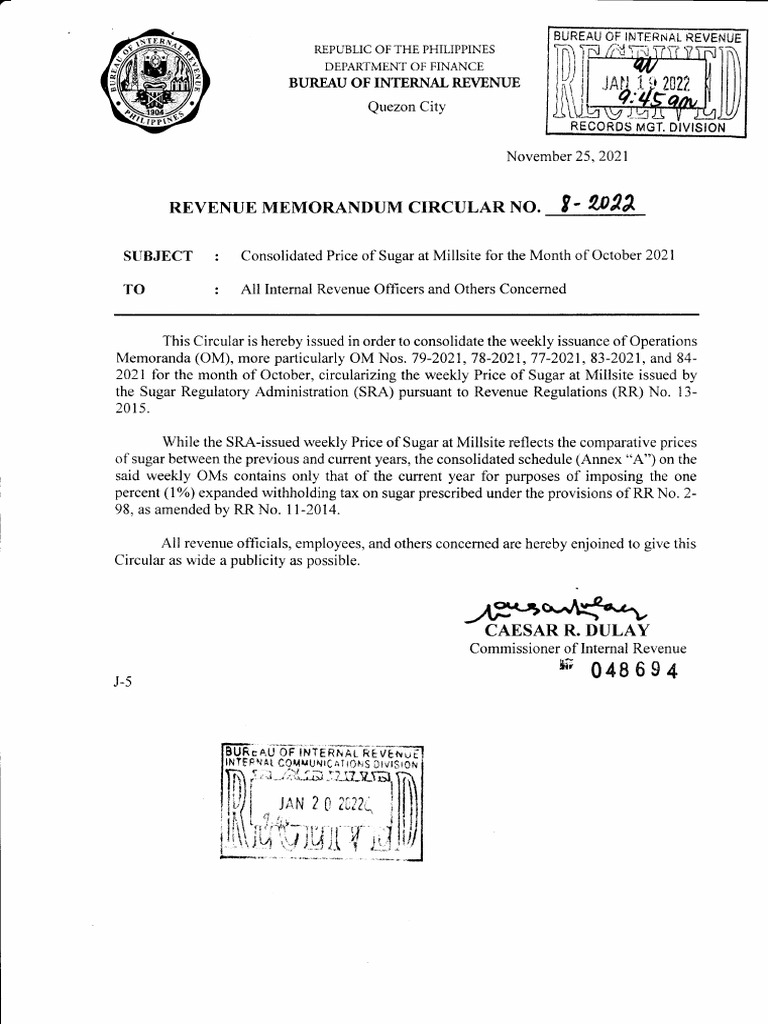 RMC No. 8-2022 | PDF