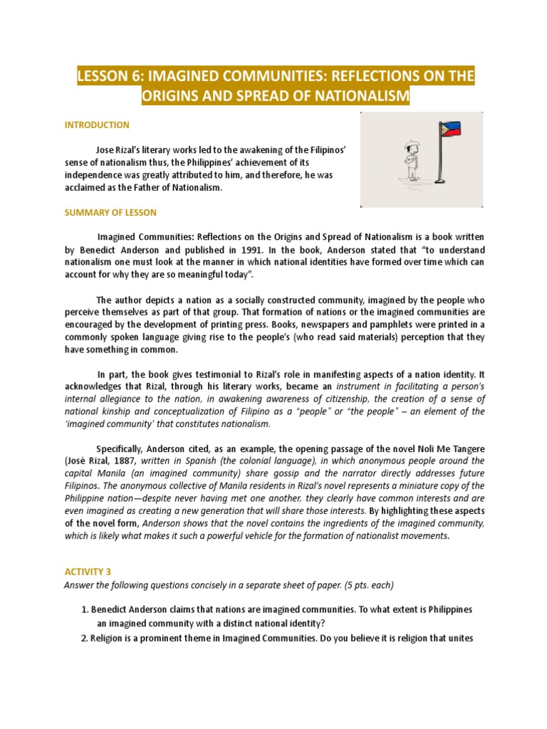 Lesson 6 (Imagined Communities) | PDF | Nationalism | Philippines