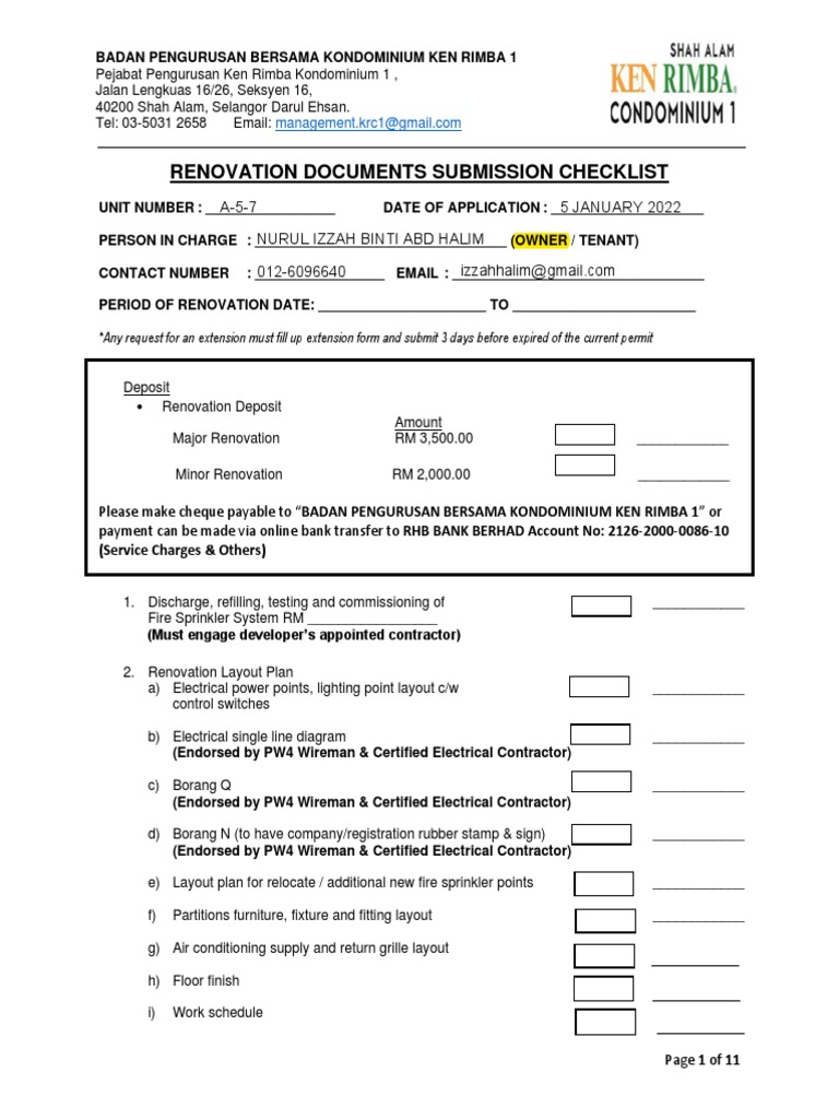 Renovation Checklist A 5 7 | PDF