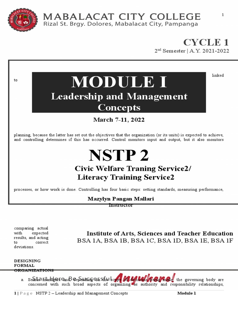 Nstp2 Module 1 | PDF | Leadership | Motivational