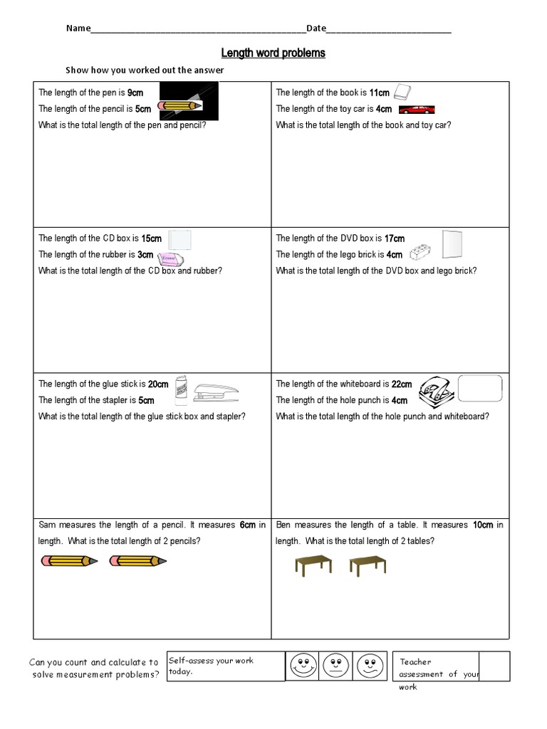 Length Word Problems: Can You Count and Calculate To Solve Measurement ...