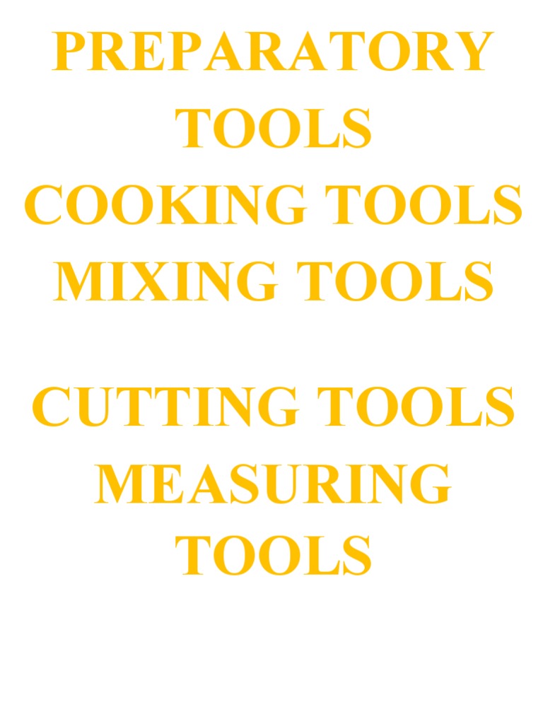 Preparatory Tools Cooking Tools Mixing Tools | PDF