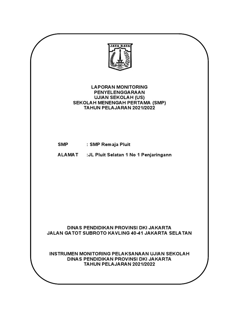 Instrumen Monitoring US SMP Tahun 2022 | PDF
