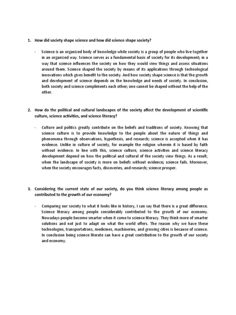 How Do Society Shape Science and How Did Science Shape Society | PDF ...