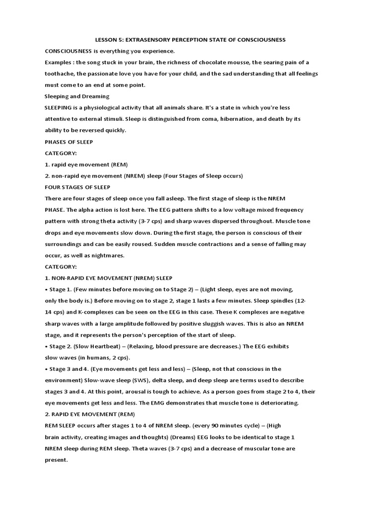 Understanding Consciousness and Sleep: An Exploration of the Different ...