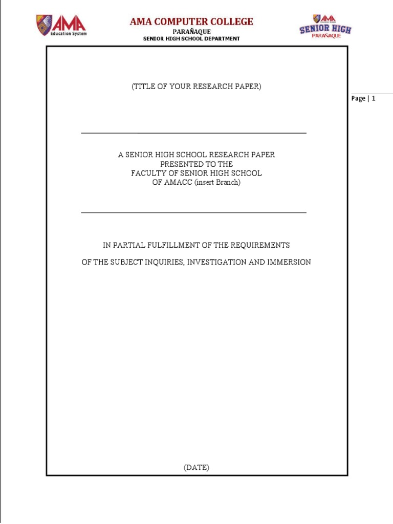 Senior High School Research Paper Guide | PDF | Art | Technology ...