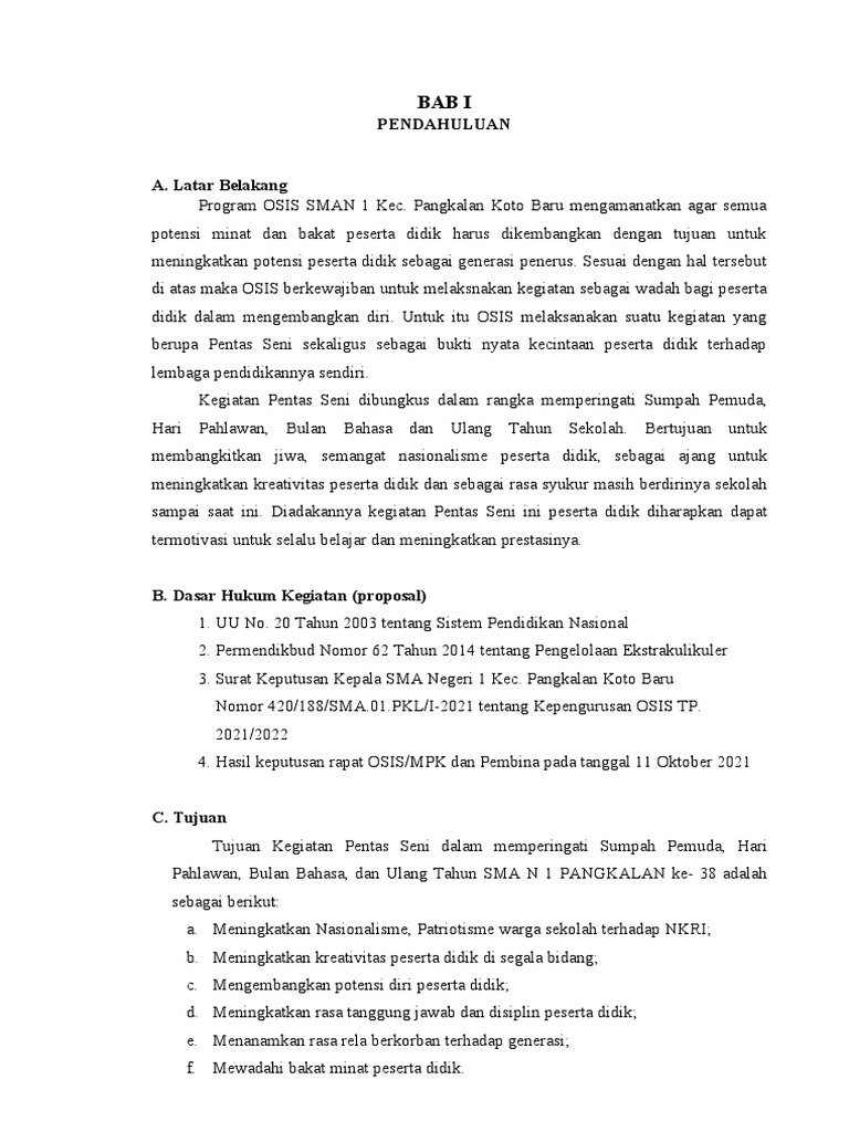 Proposal Pentas Seni SMA | PDF