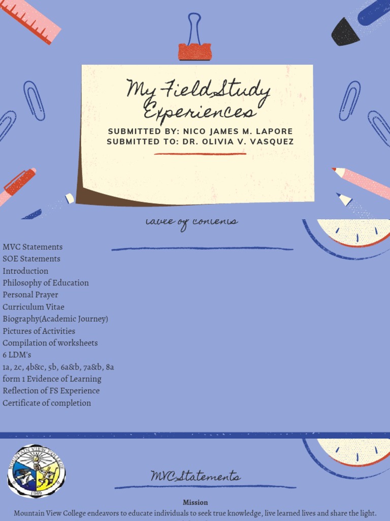 Field Study E-Portfolio Overview | PDF | Educational Technology | Learning