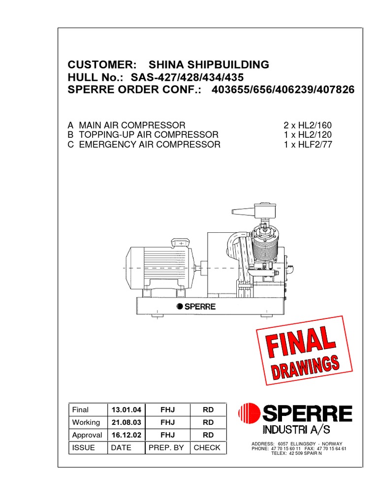Main air compressor specifications | PDF | Alternating Current | Valve