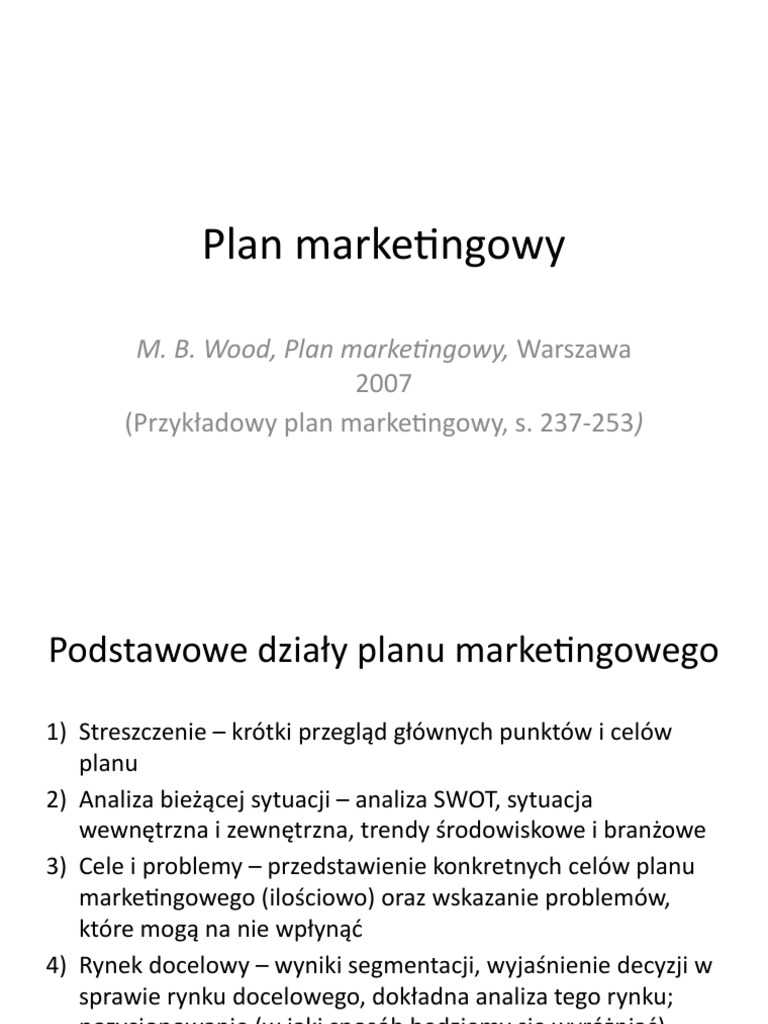 Plan Marketingowy | PDF