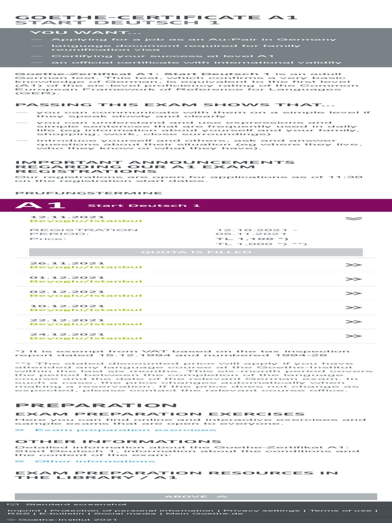 Goethe-Zertifikat A1 - Start Deutsch 1 - Goethe-I | PDF | Test (Assessment)