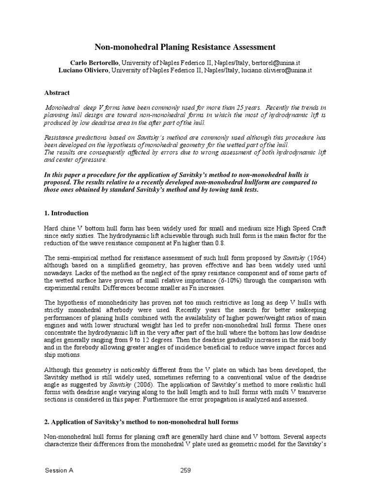 Savitsky Papers 6 | PDF | Hull (Watercraft) | Physical Quantities