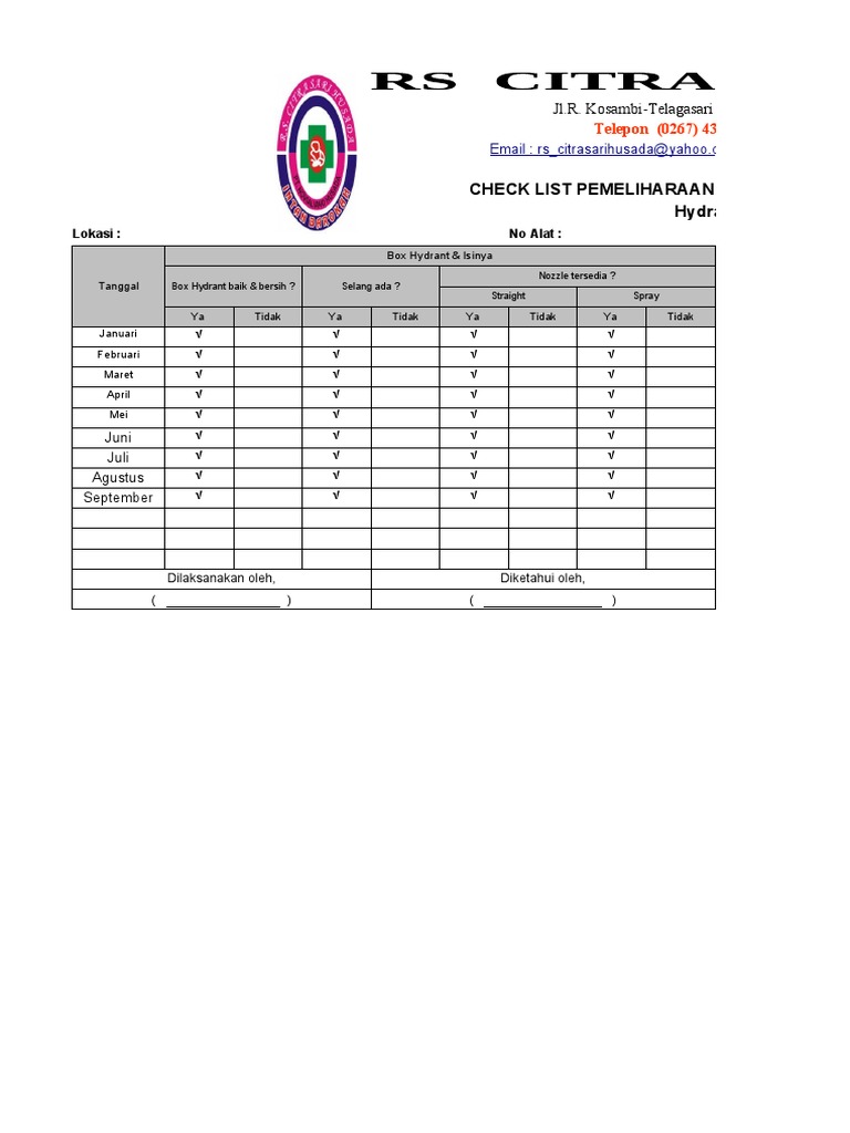 Ceklis Hydrant 2020 | PDF