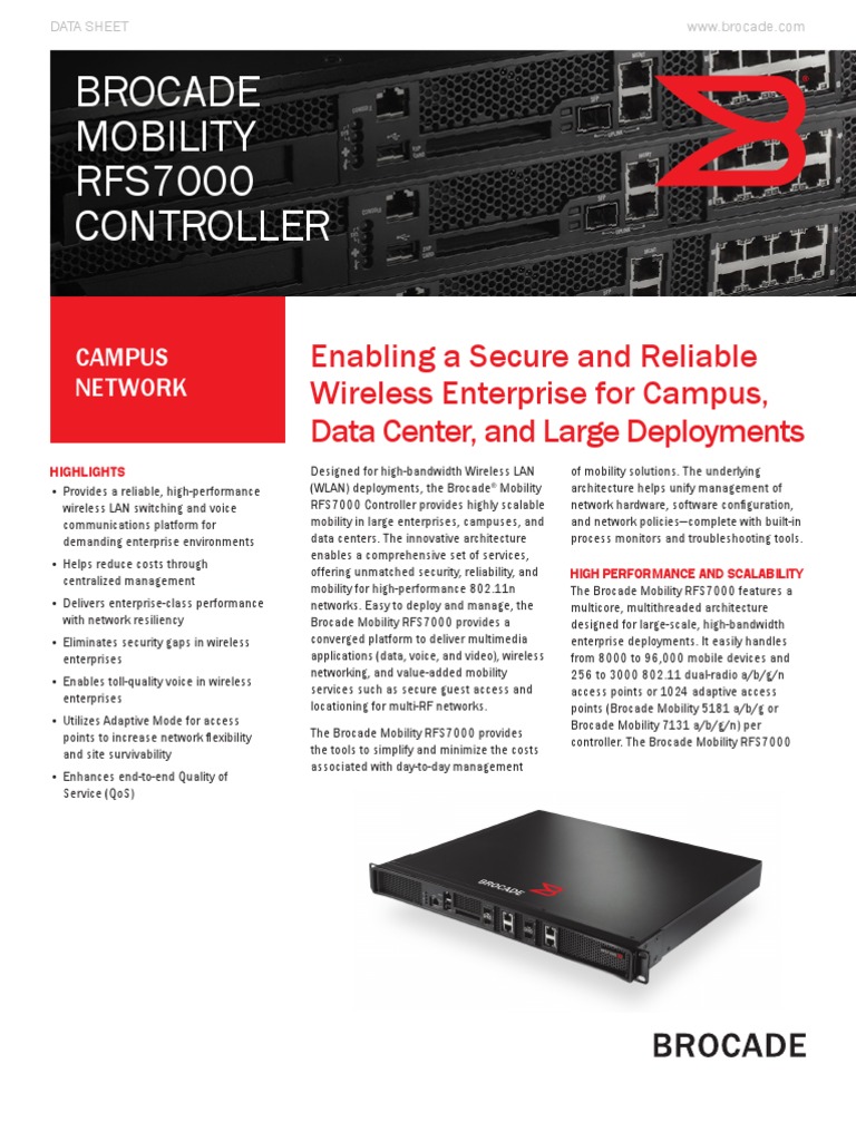 Brocade Mobility RFS7000 Controller | PDF | Voice Over Ip | Wireless Lan