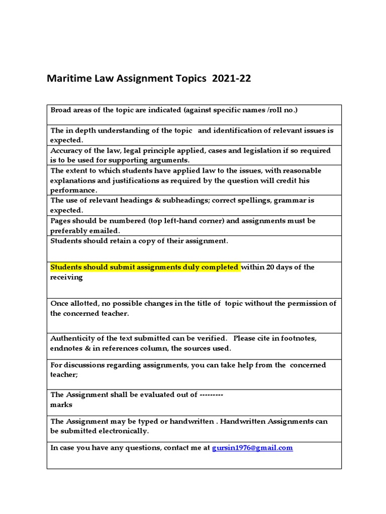 Maritime Law Assignment Topics. 2021-22 | PDF | Exclusive Economic Zone ... Maritime Law Assignment Topics. 2021-22 | PDF | Exclusive Economic Zone ...
