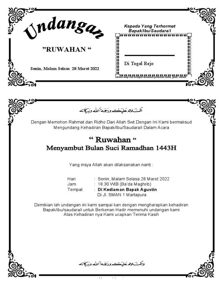 Model Undangan Ruwah | PDF