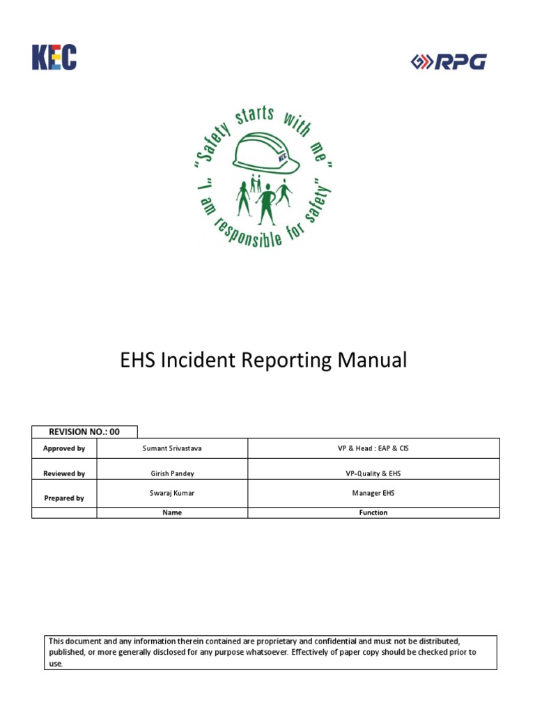 Eap Ehs Incident Reporting Manual Rev 0 Pdf Occupational Safety And Health Emergency