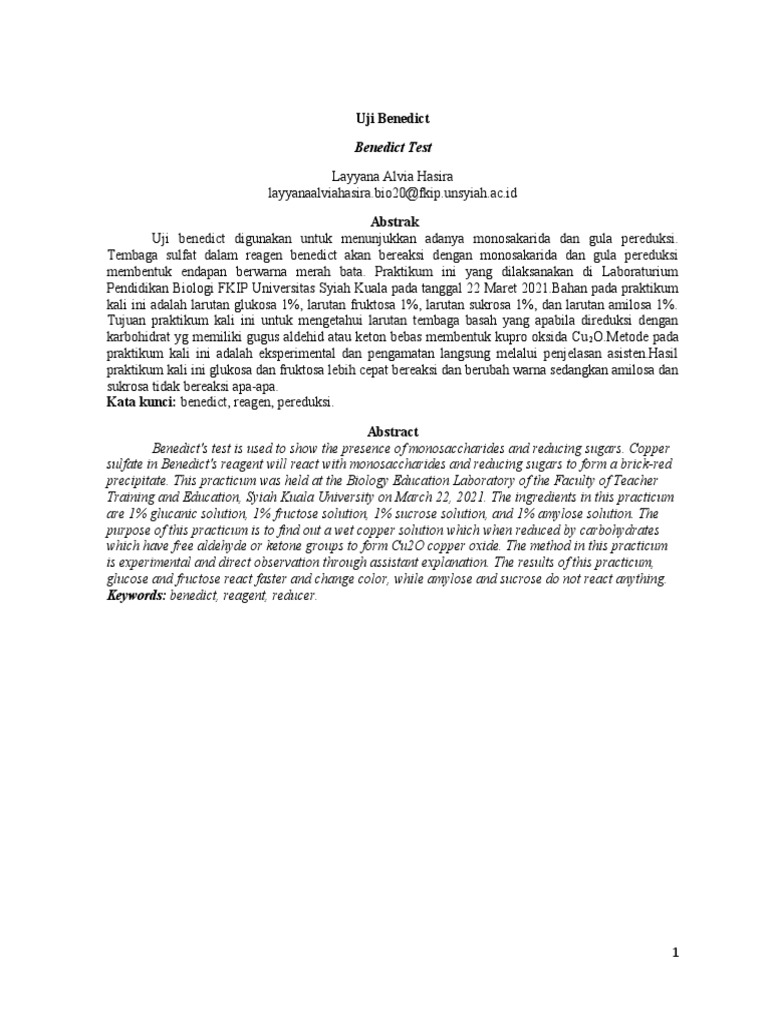 Uji Benedict | PDF | Sains & Matematika