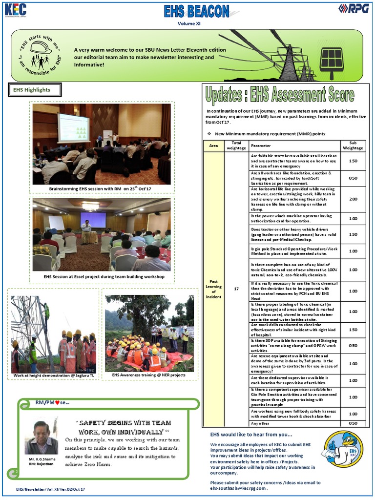 EHS Newsletter Oct'17 | PDF | Safety