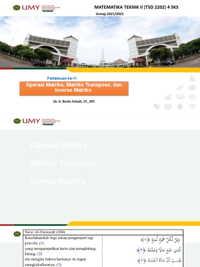 11 - Operasi Matriks, Transpose Dan Inverse - Matek2 | PDF