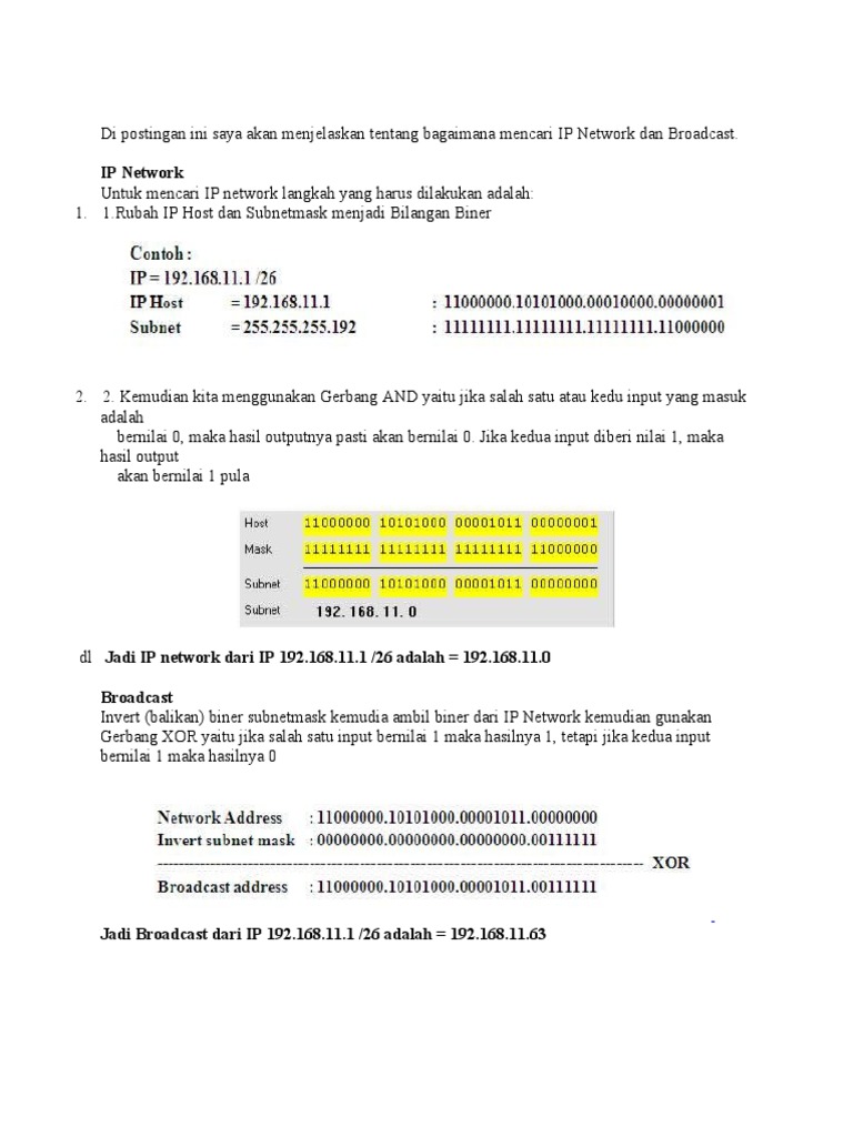 Mencari IP Network Dan Broadcast | PDF