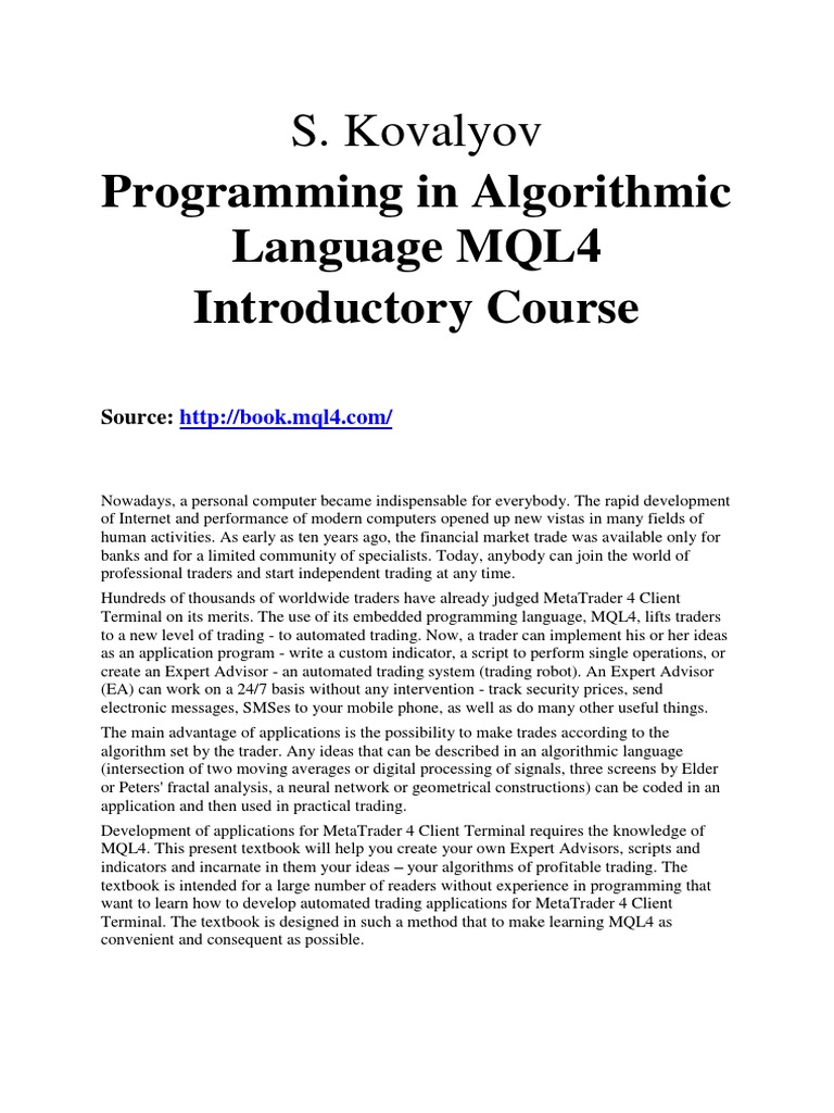 Practical Programming In Mql4 Pdf Integer Computer Science 0416