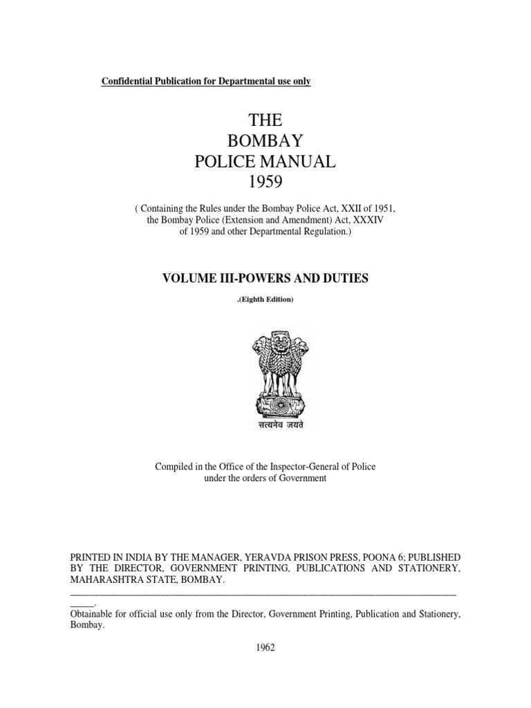 Mumbai Police Manual Part I I I | PDF | Police | Criminal Procedure In ...