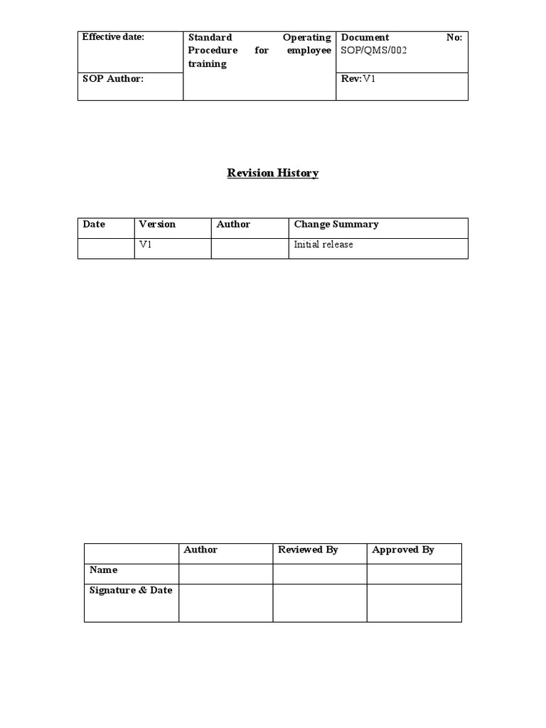 Sop (Employee Training) | PDF | Quality Management System | Employment