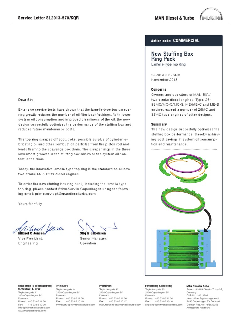 New Stuffing Box Ring Pack: Service Letter SL2013-579/KQR | PDF ...