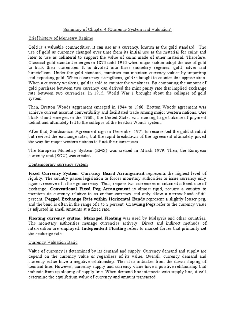 Brief History of Monetary Regime | PDF | Currency Intervention ...