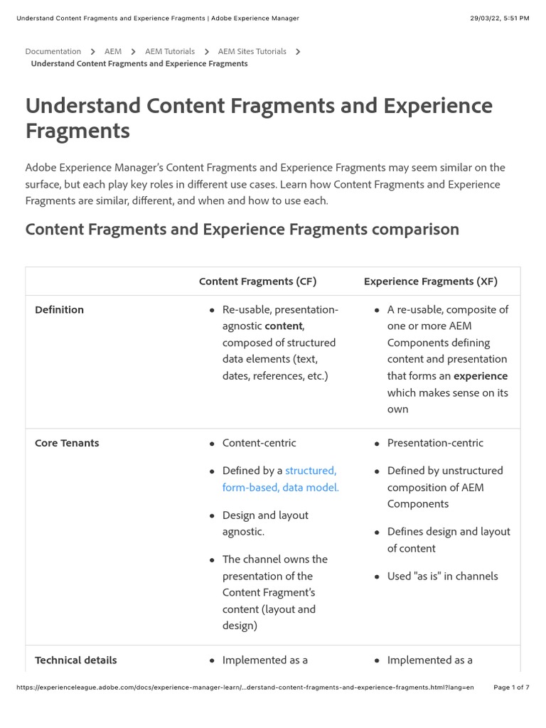 Understand the Difference Between Content Fragments and Experience ...