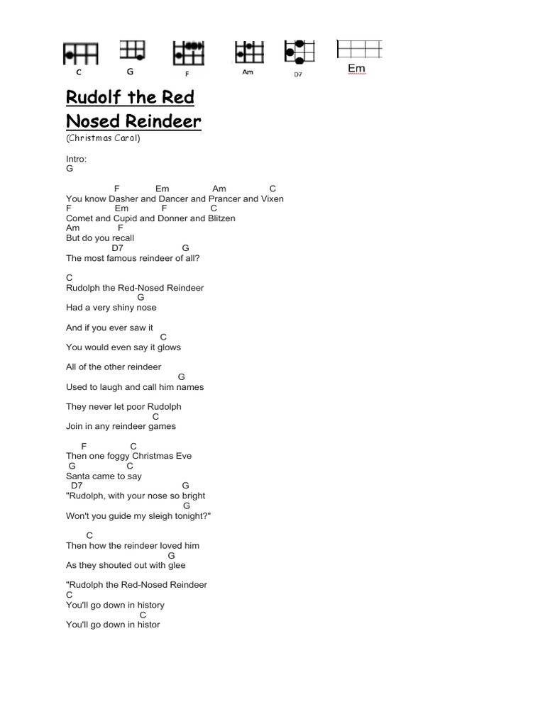 Rudolph the Red-Nosed Reindeer Lyrics | PDF